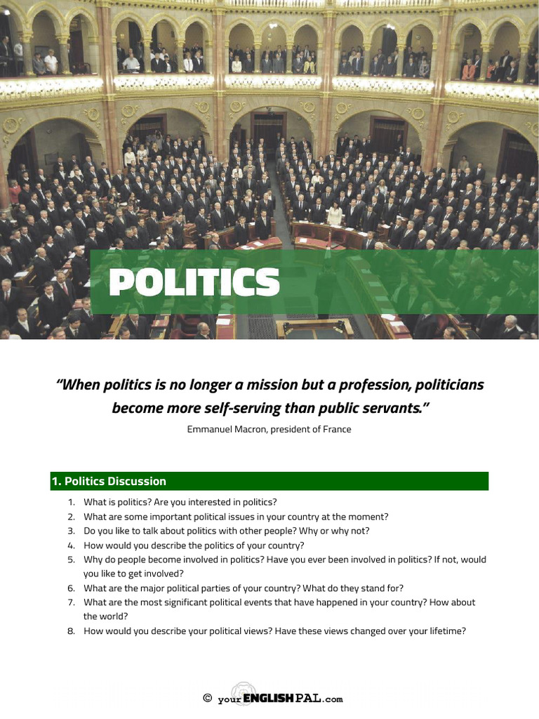 Your English Pal ESL Lesson Plan Politics Student v1 | PDF | Democracy ...