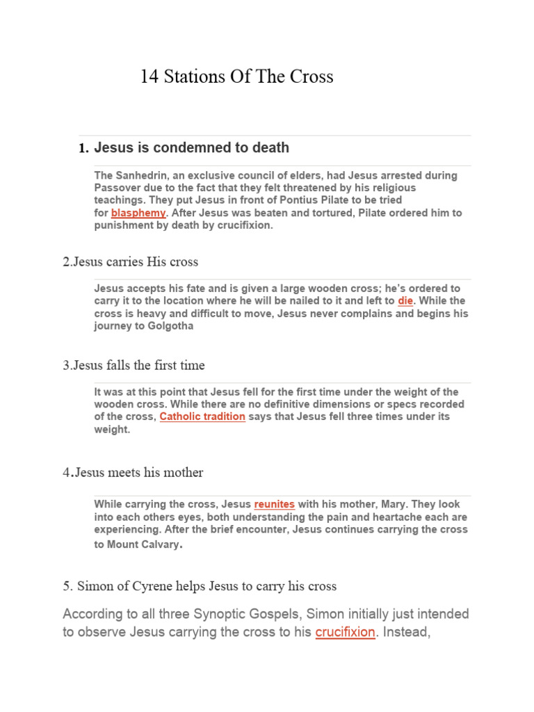 14 Stations of The Cross | Download Free PDF | Jesus | Crucifixion