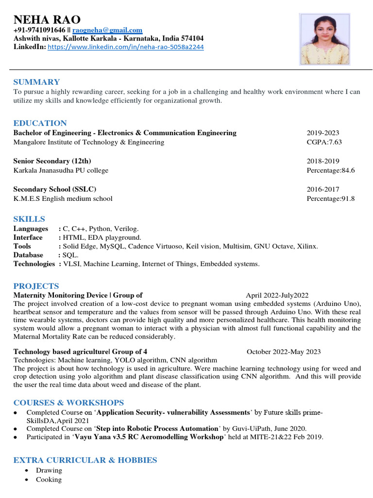 Neha Resume | Download Free PDF | Machine Learning | Internet Of Things