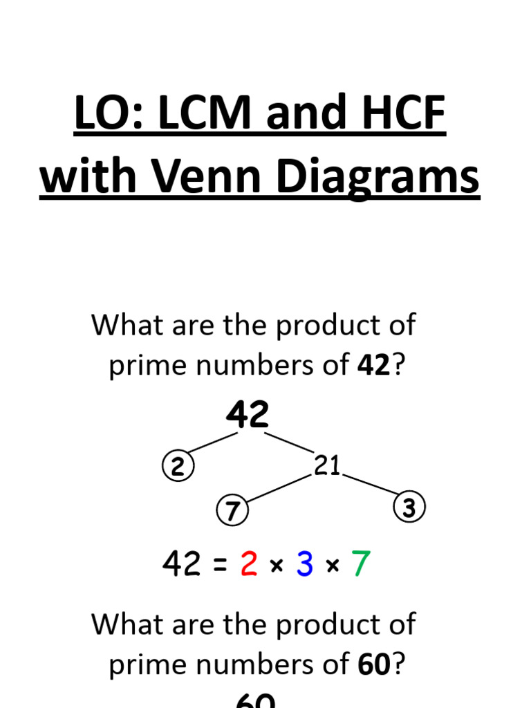 HCF and LCM Using Venn Diagrams | PDF | Mathematics | Algebra