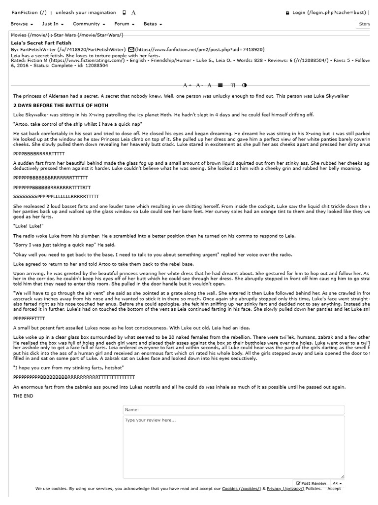 Leias Secret Fart Fetish A Star Wars Fanfic Fanfiction Pdf Luke