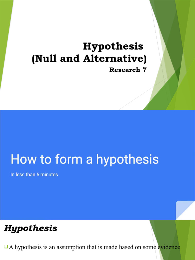 L4 Hypothesis | PDF | Hypothesis | Null Hypothesis