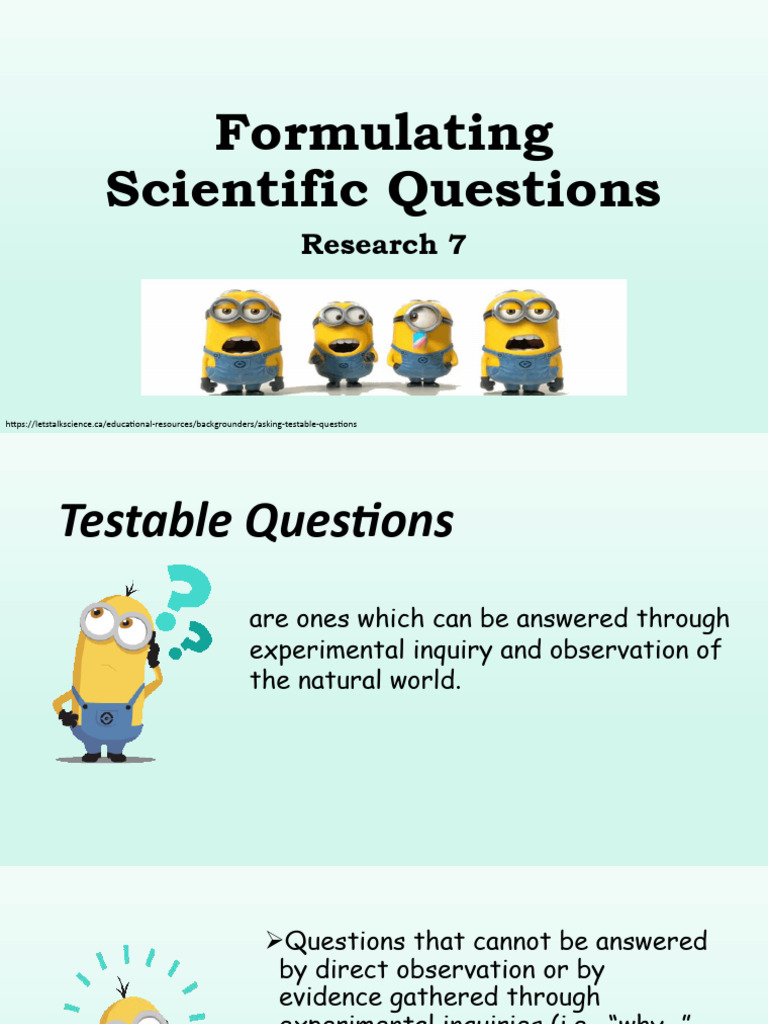 L2 Formulating Scientific Questions | PDF | Experiment | Plants