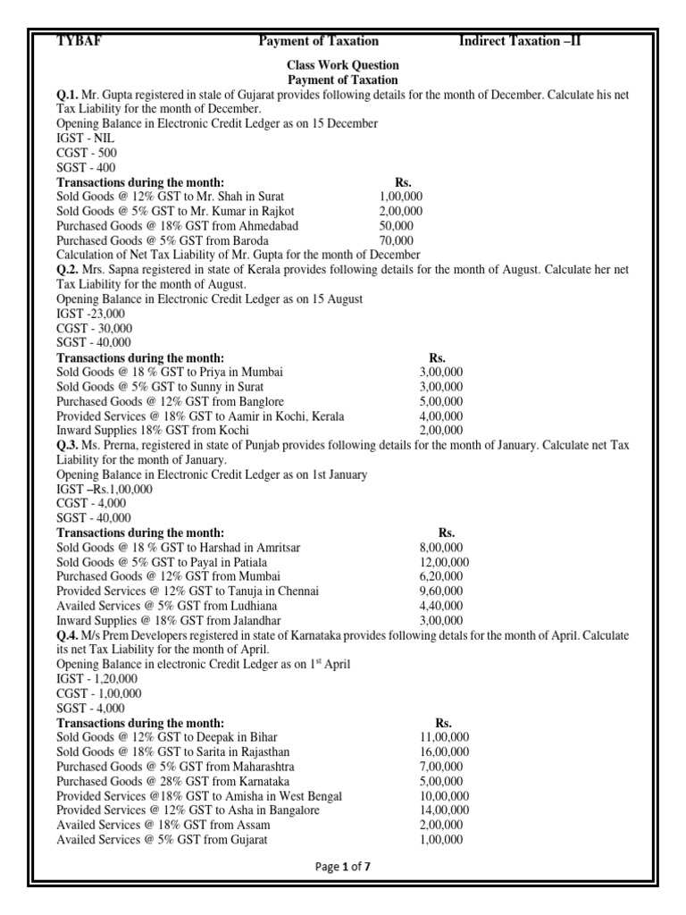 GST Set-Off Calculations for Class 11 | PDF | Taxes | Economy Of Asia