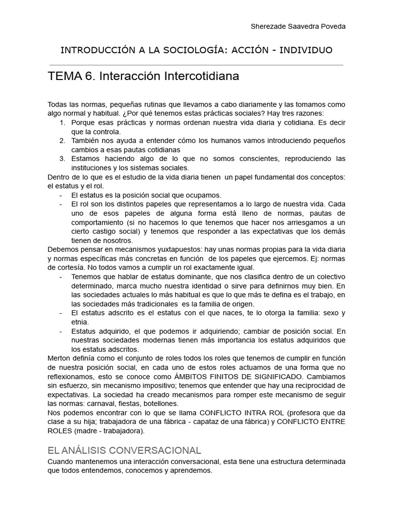 Tema 6. Interacción Intercotidiana | PDF | Ciencias del comportamiento