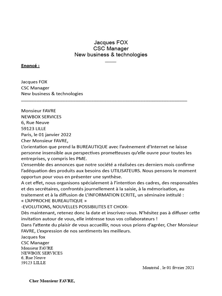 Excercice 1 Word | PDF