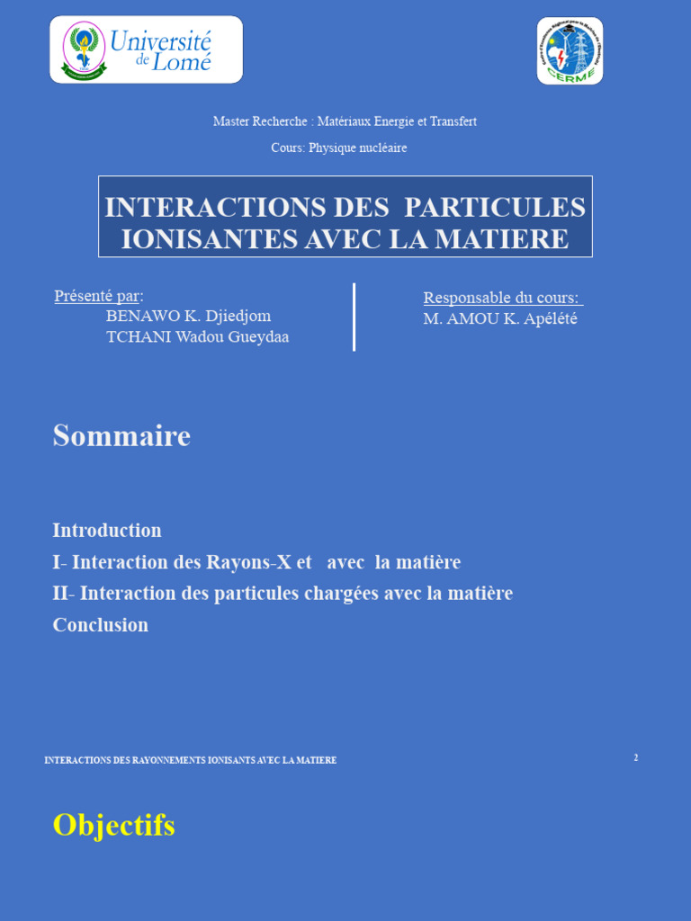 Interactions des Particules Ionisantes | PDF | Photon | Électron