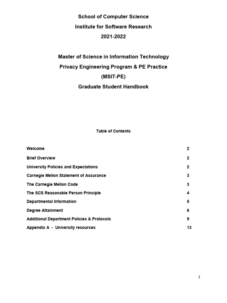 Msit Pe Practice Handbook 2021 2022 | PDF | Carnegie Mellon University