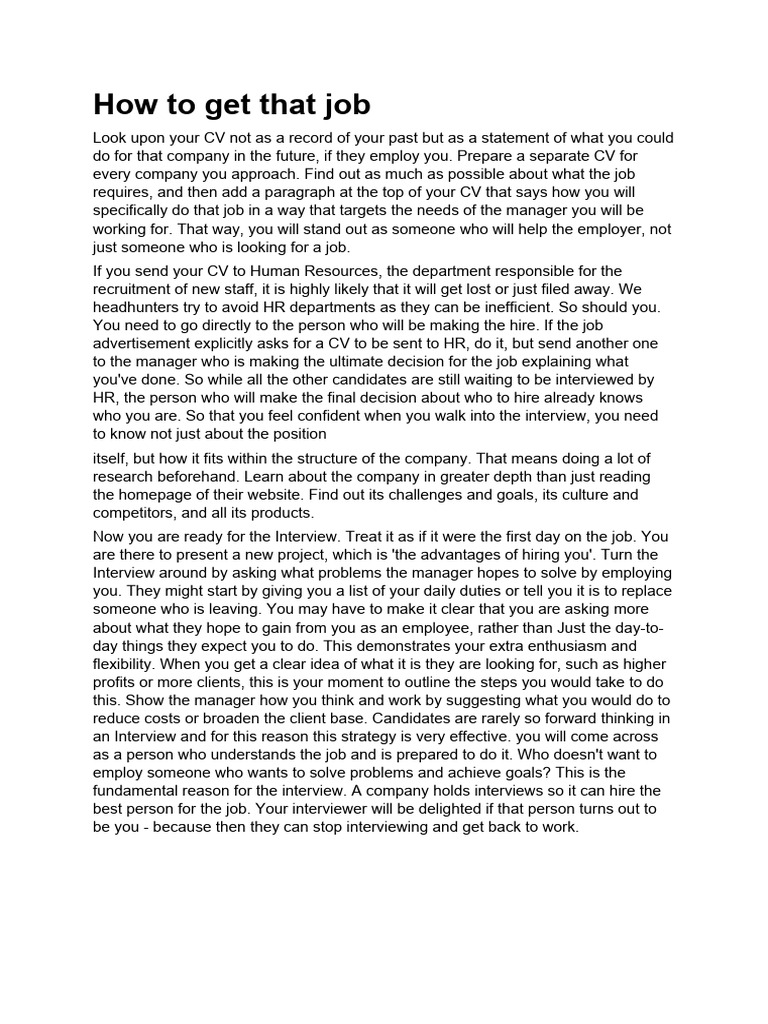 How To Get That Job | PDF | Recruitment | Business