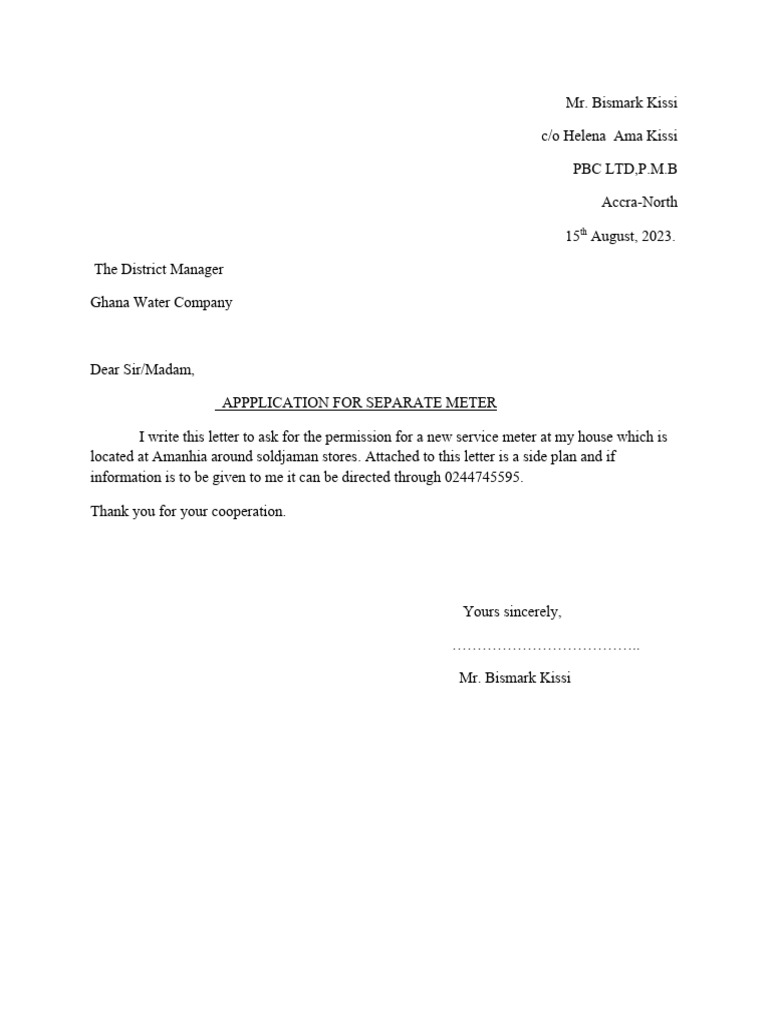 Water Company New Service Meter | PDF