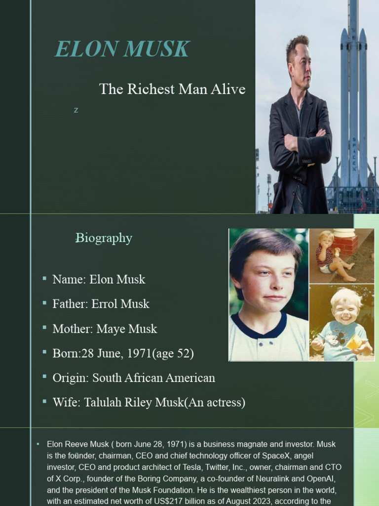 Elon Musk Presentation | PDF | Elon Musk | Private Spaceflight