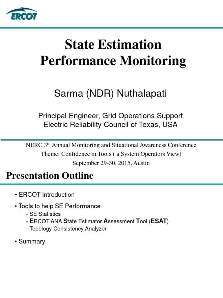 ERCOT State Estimation Standards Overview | PDF | Electric Power ...