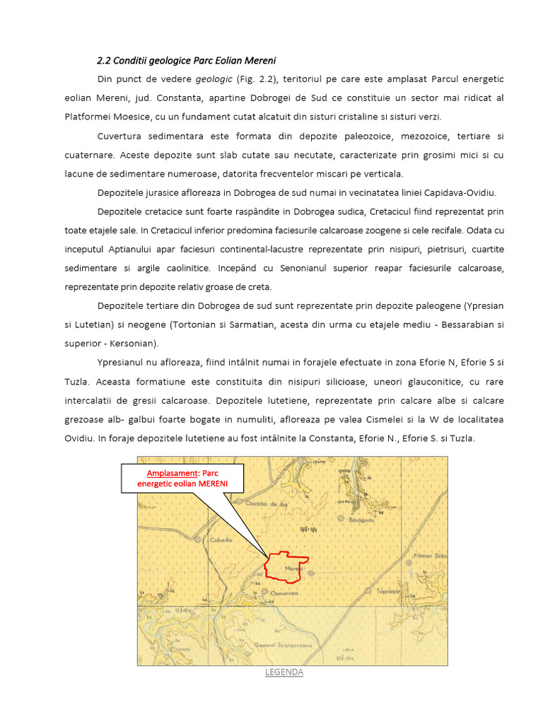 Conditii Geologice Parc Eolian Mereni | PDF