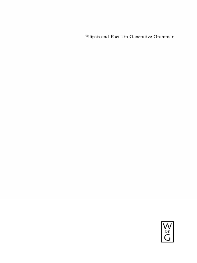 Ellipsis and Focus in Generative Grammar | PDF | Syntax | Grammar