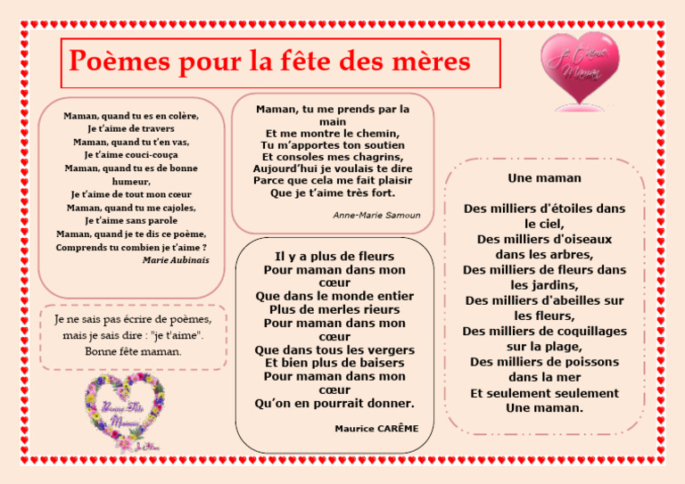 Poèmes pour la fête des mères | PDF