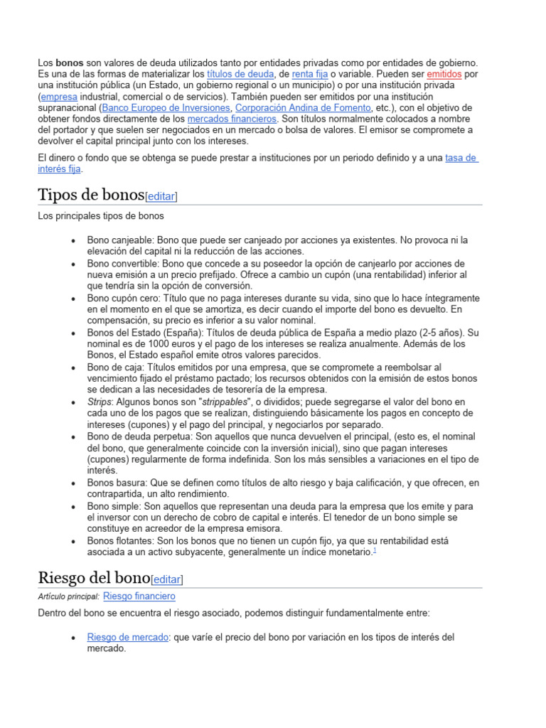 Los Bonos | PDF | Bonos (Finanzas) | Renta Fija