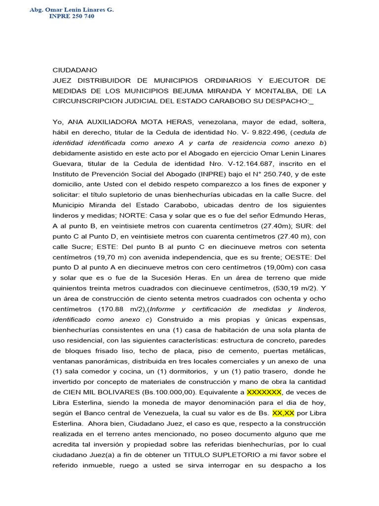 titulo supletorio MODELO | PDF