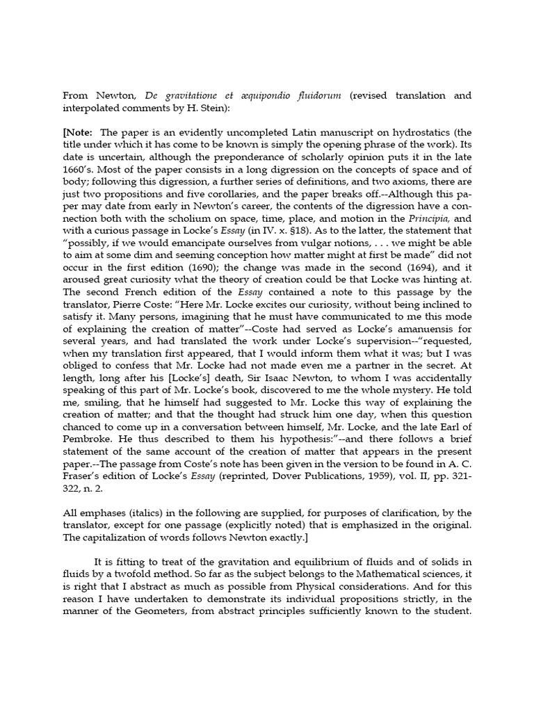 2 Newton de Grav Stein Trans | PDF | René Descartes | Space