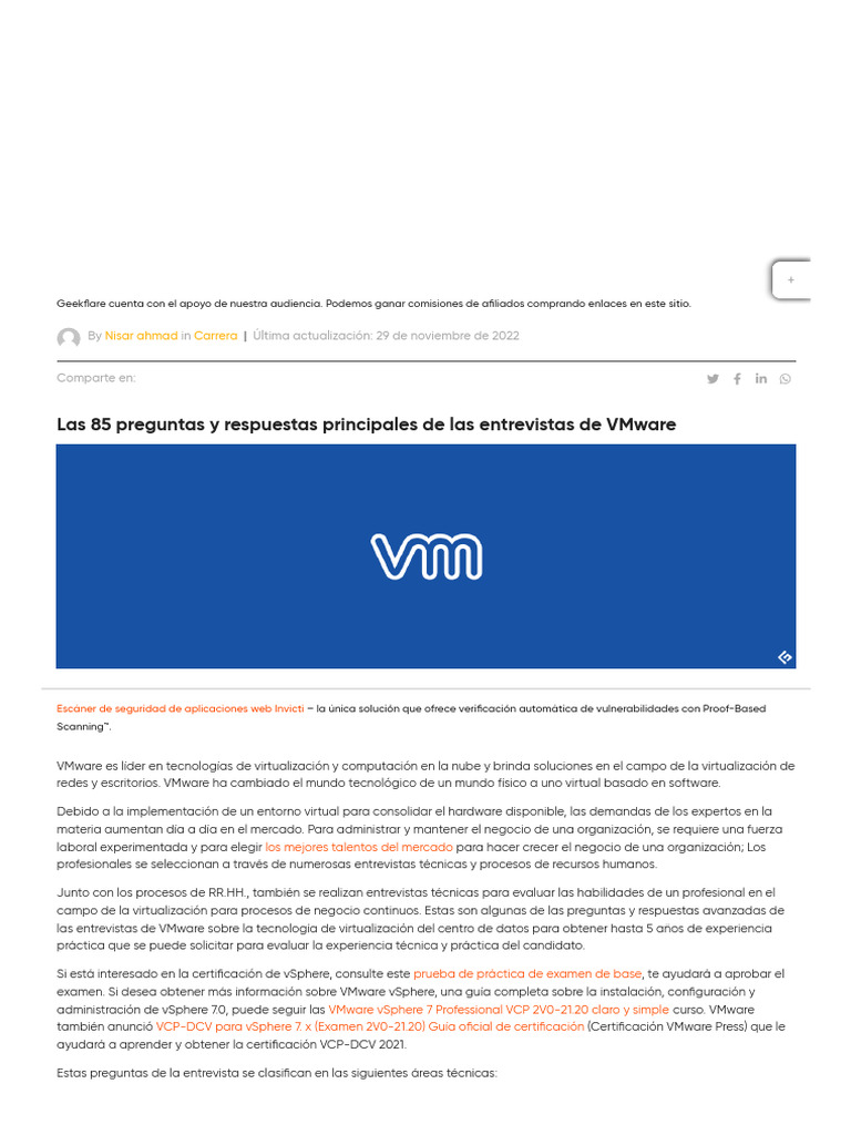 Las 85 Preguntas y Respuestas Principales de Las Entrevistas de VMware ...