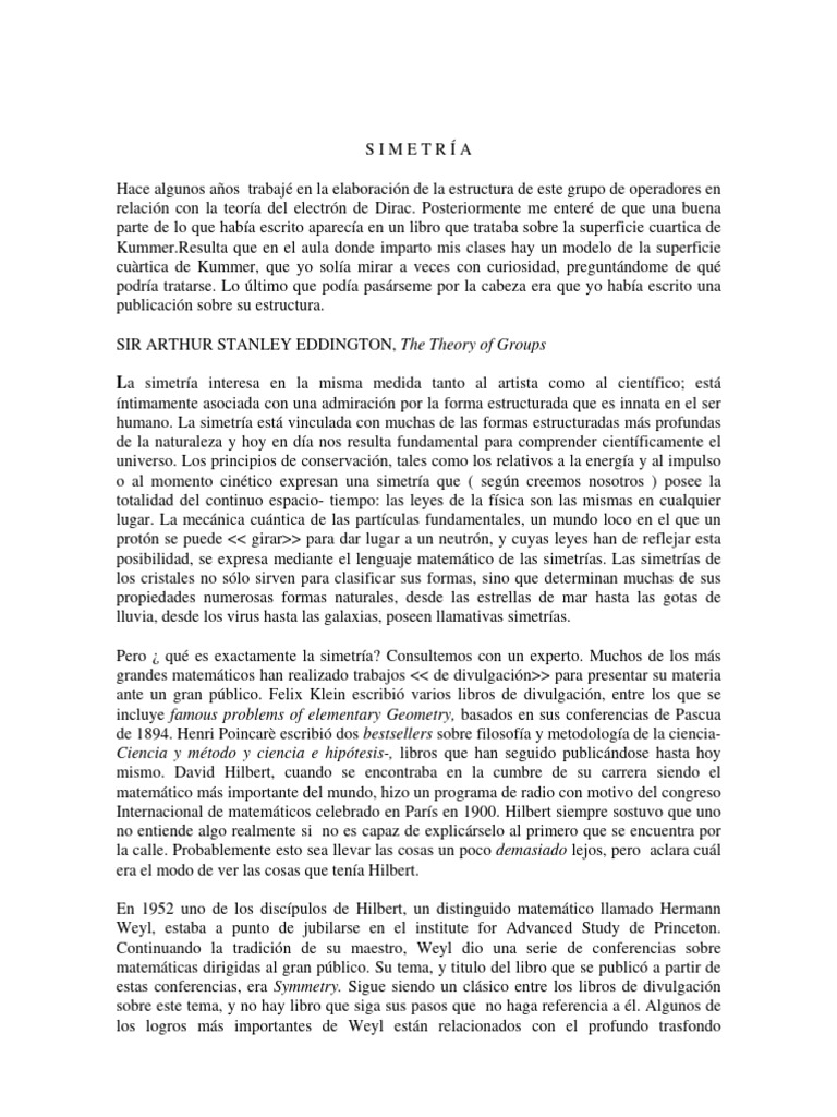 Simetría: Conceptos y Aplicaciones Matemáticas | PDF | Geometría ...