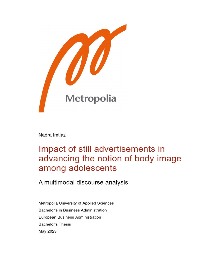 Impact of Still Advertisements in Advancing The Notion of Body Image ...
