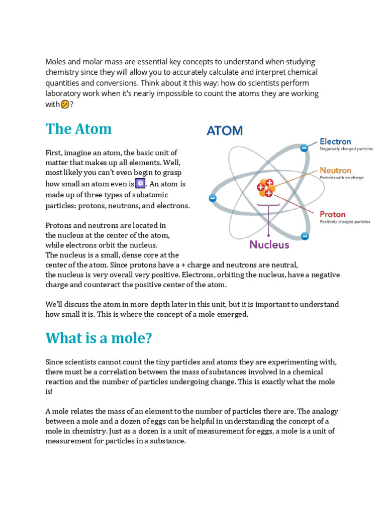Moles and Molar Mass | PDF | Mole (Unit) | Atomic Nucleus