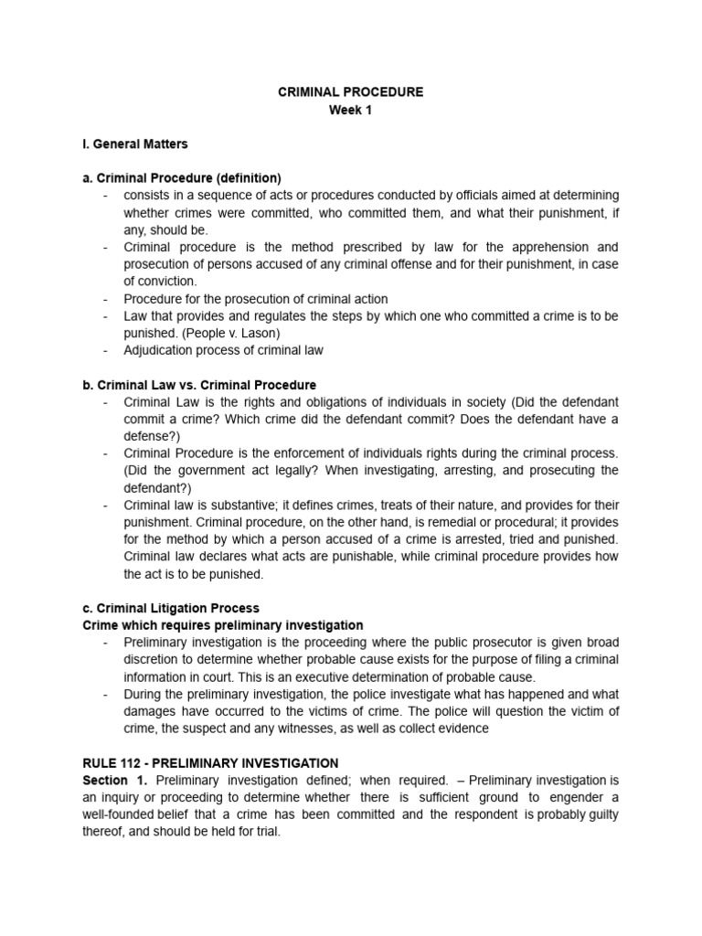 Criminal-Procedure Notes Week 1 | Download Free PDF | Criminal ...
