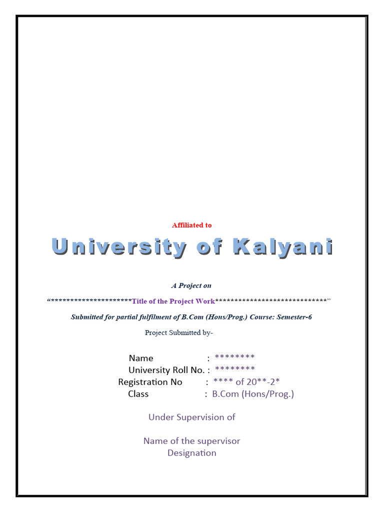 Revised Project Cover Pages For 6th Sem. | PDF