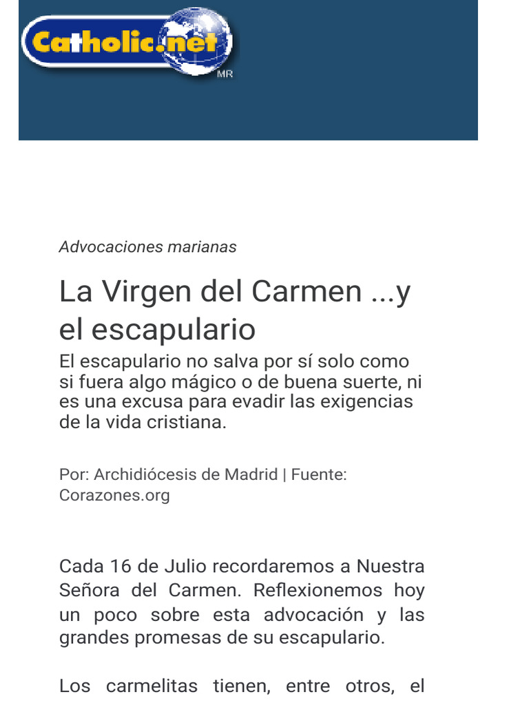 Escapulario | PDF | María, madre de Jesús | Iglesia Católica