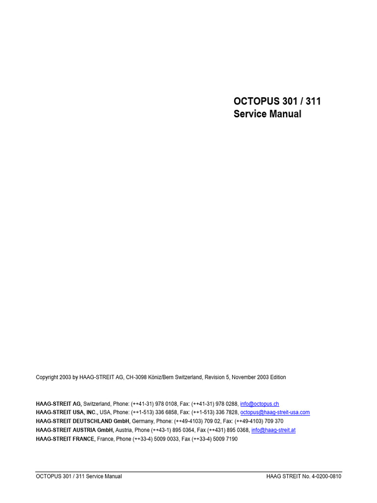 OCTOPUS 300 Service Manual | PDF