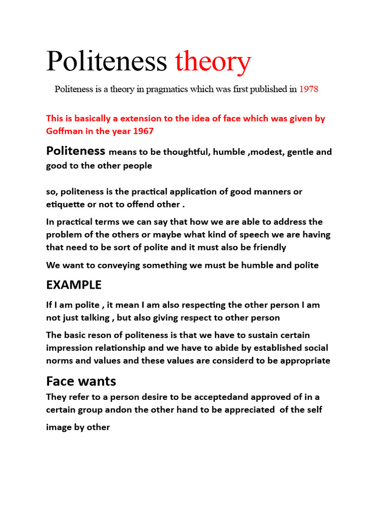 Politeness Theory | PDF | Career & Growth | Self-Improvement
