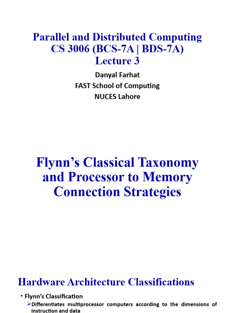 Lecture 3 Flynn's Classical Taxonomy | PDF | Central Processing Unit | Parallel Computing