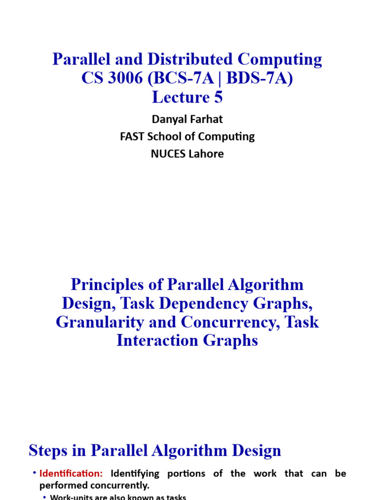 Lecture 5 Principles of Parallel Algorithm Design | PDF | Parallel Computing | Process (Computing)