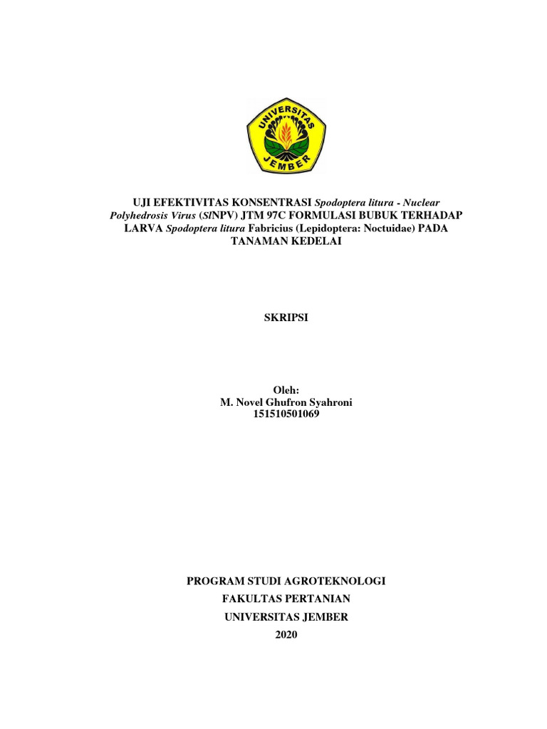 Polyhedrosis Virus (SLNPV) JTM 97C Formulasi Bubuk Terhadap | PDF ...