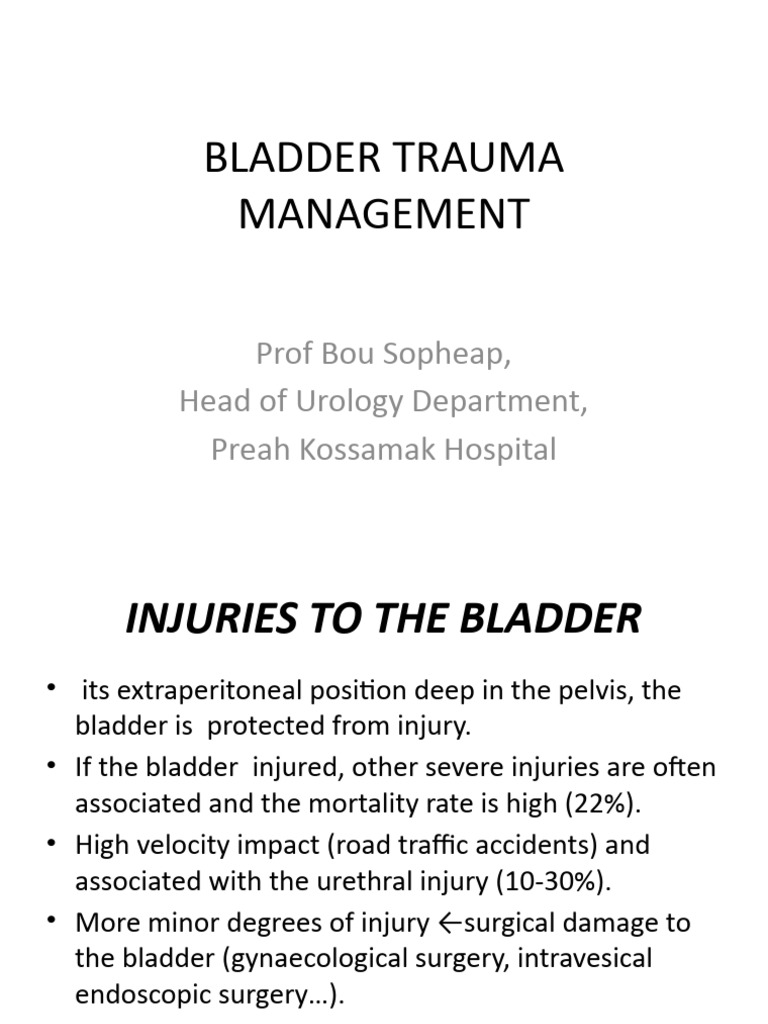 Bladder Trauma Management | PDF | Spécialités chirurgicales | Physiologie