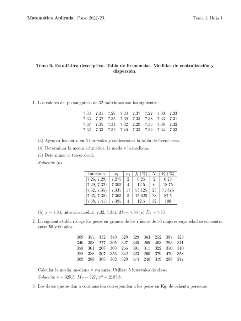 Ejercicios TEMA 5 | Descargar gratis PDF | Mediana | Muestreo (Estadísticas)