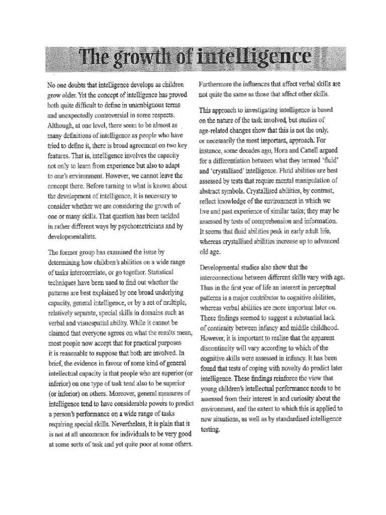 The Growth of Intelligence | PDF