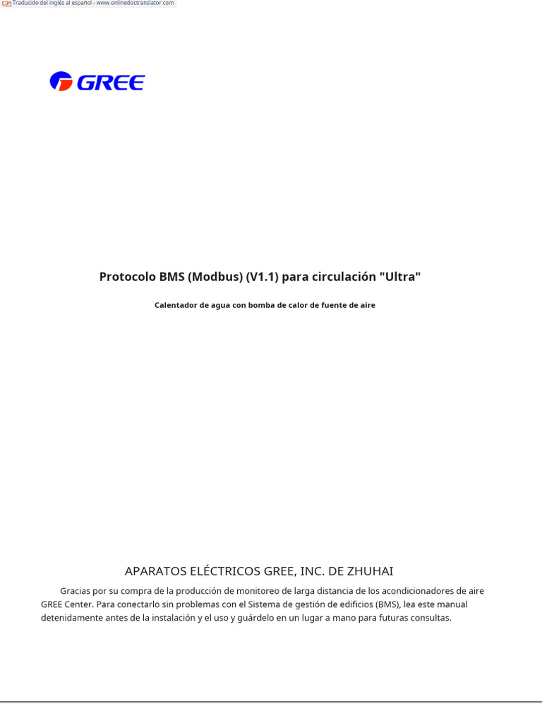 Protocolo BMS para Calentador GREE | PDF | Poco | Informática