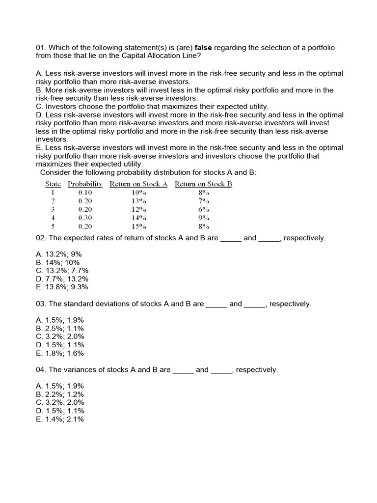 Bank 1,2,3,4-Portfolios Ii | Download Free PDF | Modern Portfolio ...