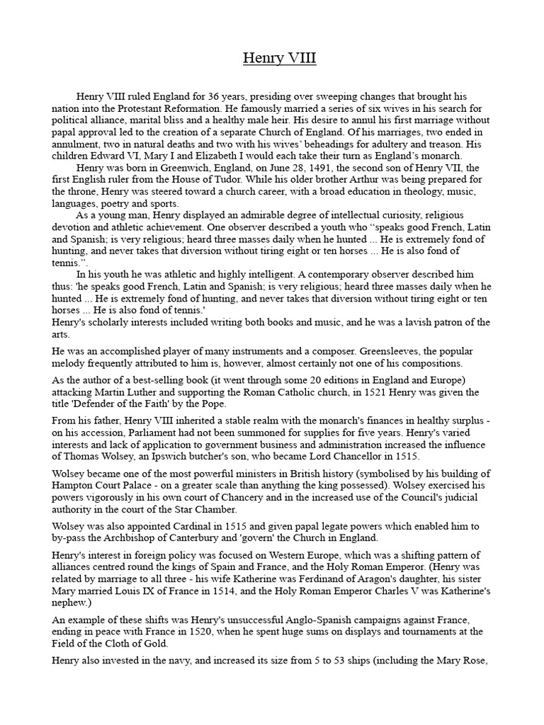 Henry VIII | PDF | House Of Tudor | Anne Boleyn