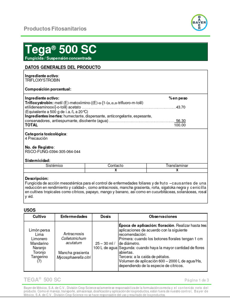 Tega Ficha Tecnica - 2018 | PDF | Plantas | Ingredientes de comida