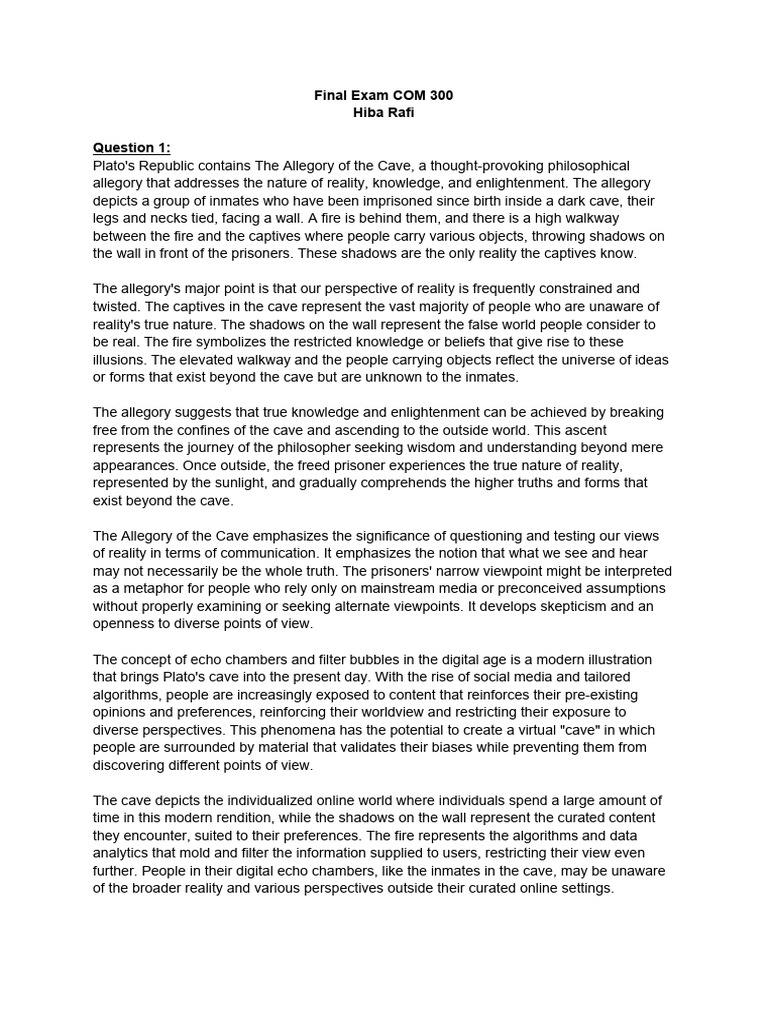 Final Exam COM 300 - Hiba Rafi | PDF