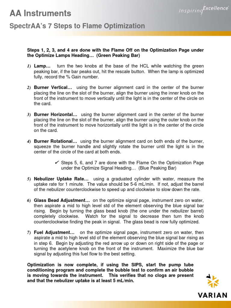 SpectraAA 7 Steps To Flame Optimization | PDF