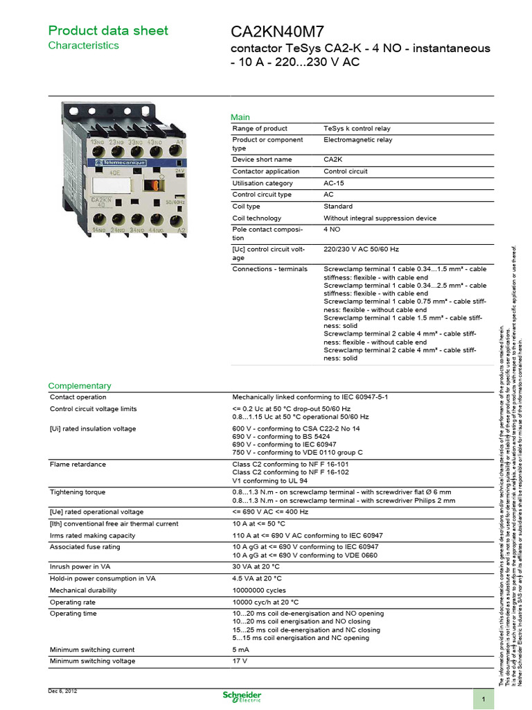 CA2KN40M7 - Contator Aux | PDF