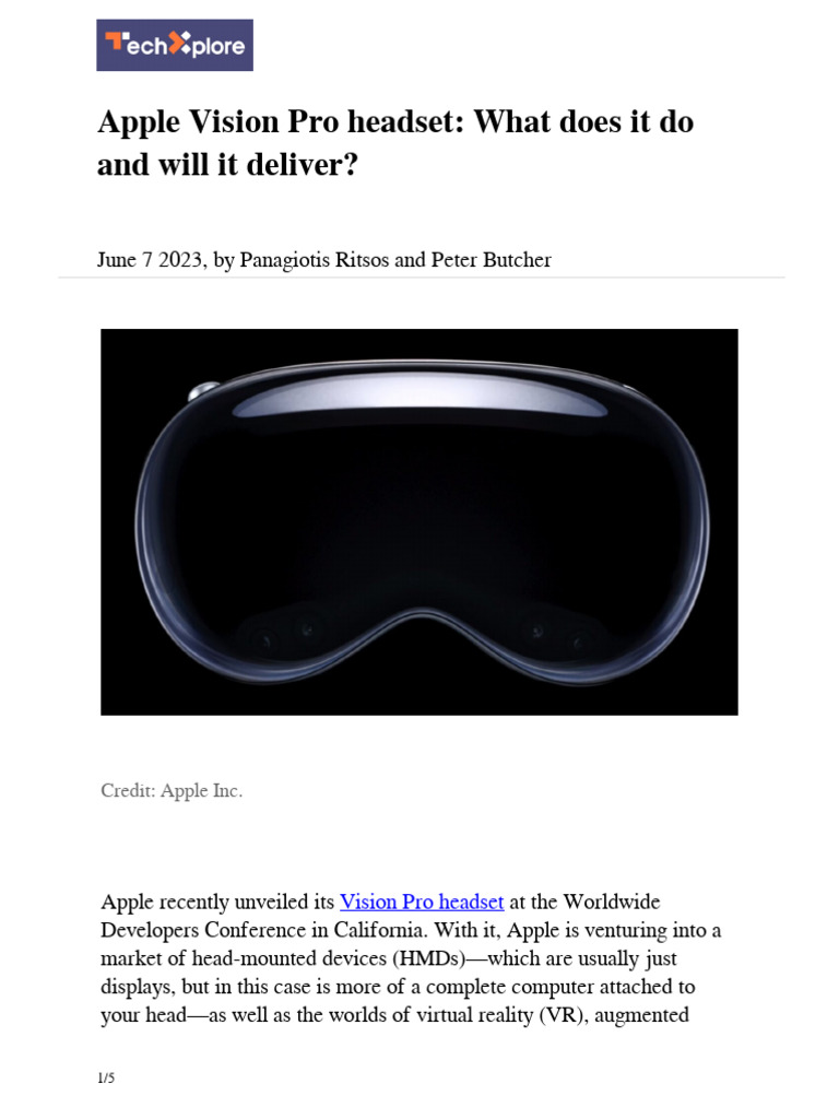 2023 06 Apple Vision Pro Headset | PDF | Virtual Reality | Augmented ...