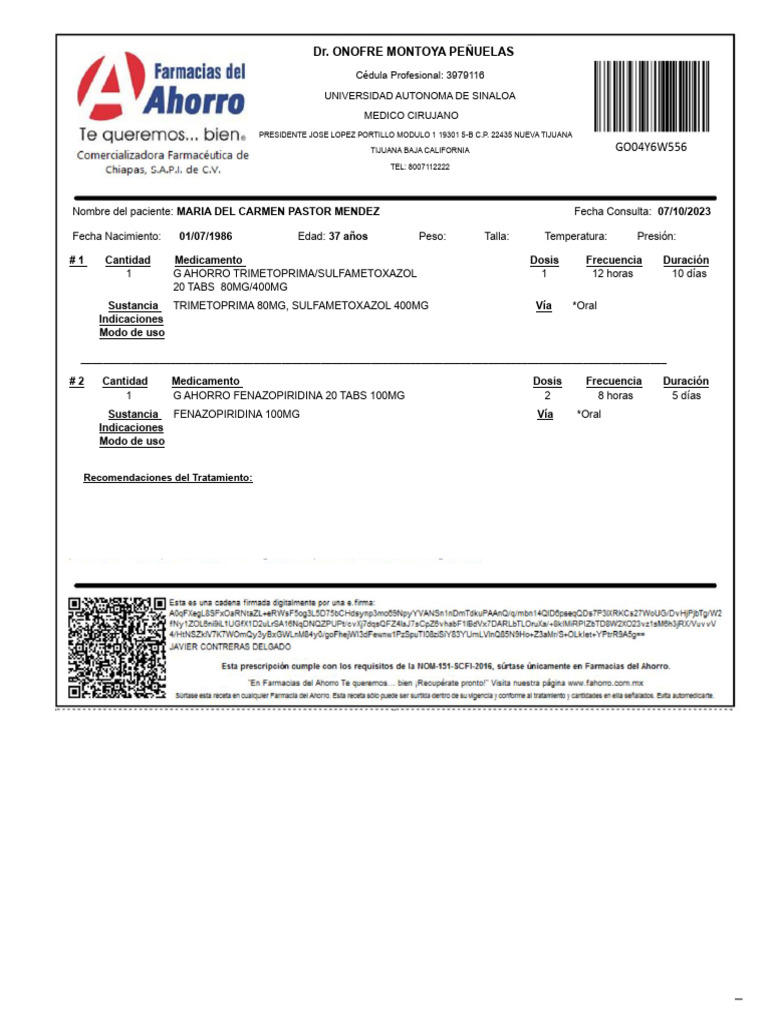 Receta de Farmacia Del Ahorro | PDF | Ciencia y matemáticas
