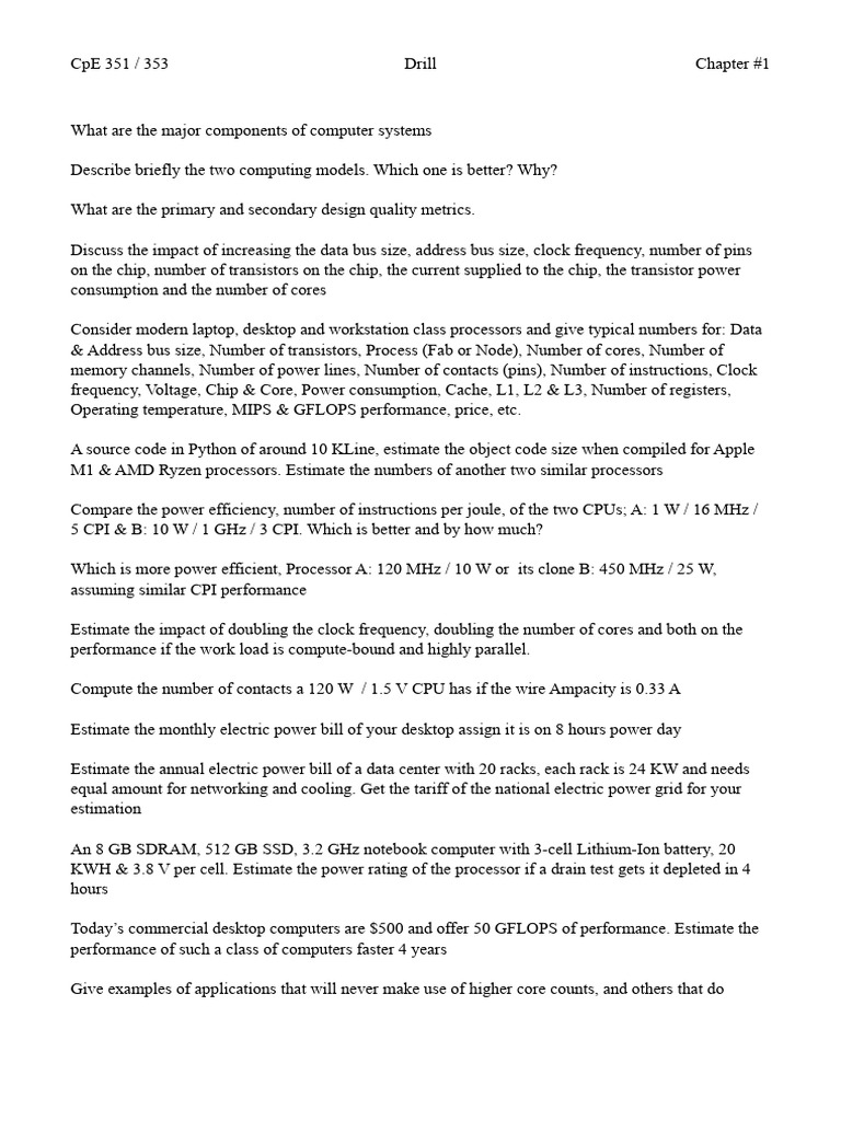 Drills | Download Free PDF | Central Processing Unit | Microprocessor