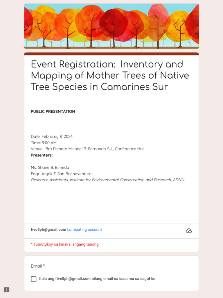 Event Registration - Inventory and Mapping of Mother Trees of Native ...