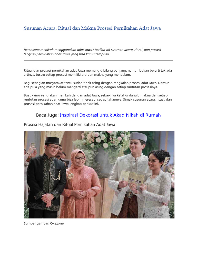 Panduan Pernikahan Adat Jawa | PDF