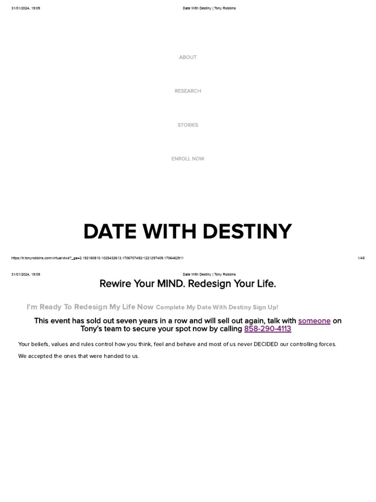 Date With Destiny Tony Robbins Overview | PDF | Emotions | Loneliness